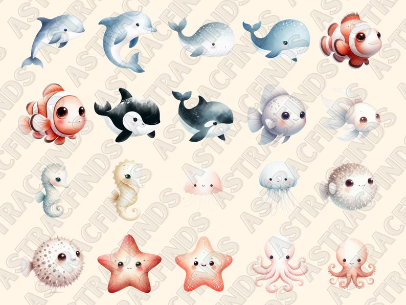 20 PNG Watercolor Ocean Fish Clipart Nursery Fish Clipart Wall Art ...