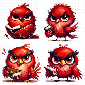 Grumpy Red Bird Clipart | Funny Bird | High-quality Pngs 300 DPI ...