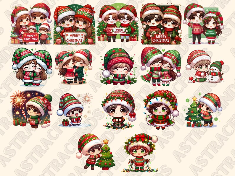 37 PNG Festive Chibi Boy and Girl Clipart Cute Boy Instant Download ...