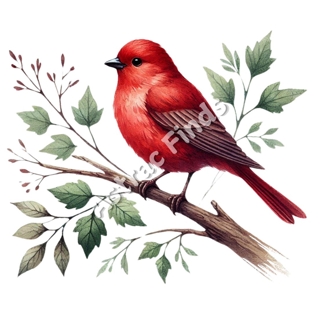 12 Red Bird on Branch Clipart | Bird Clipart 300 DPI High Quality PNG ...