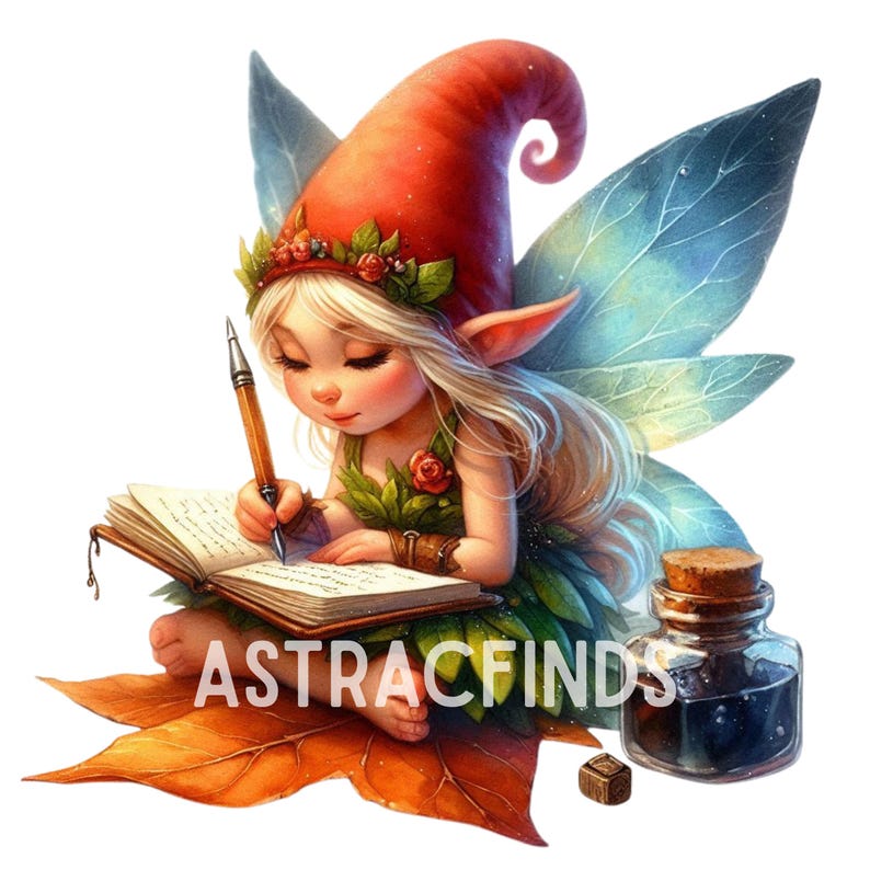 Watercolor Cute Fairy Writing Clipart | High Resolution 10 Jpgs 300DPI ...