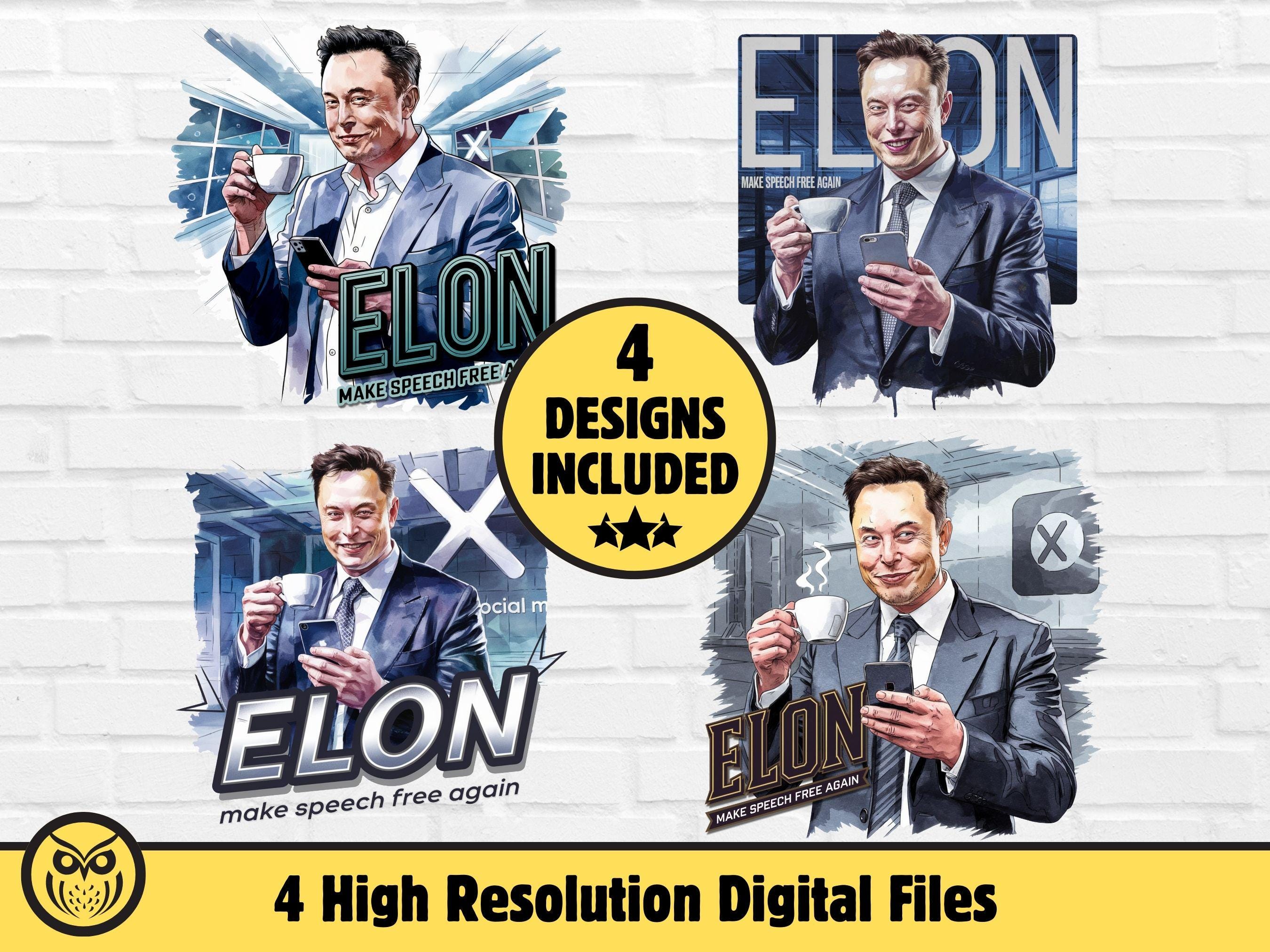 Elon Musk PNG Clipart Bundle: "make Speech Free Again" (digital ...