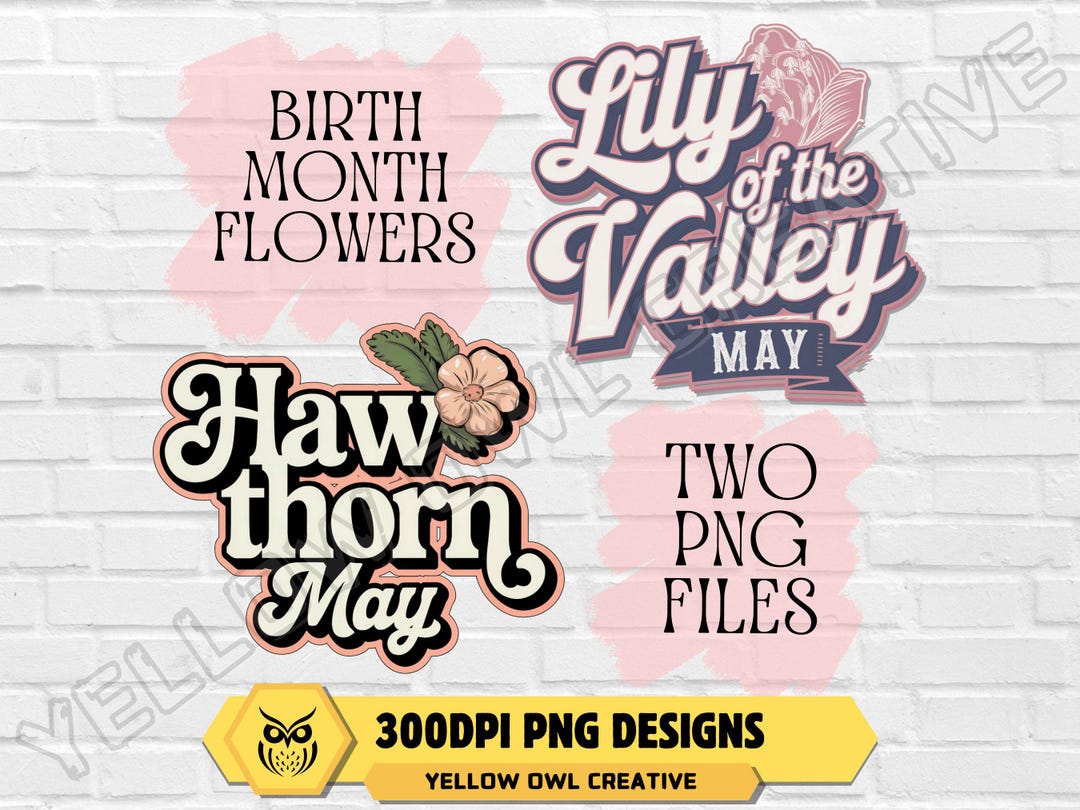 May Birth Month Flowers PNG | Lily of the Valley and Hawthorn Monthly ...
