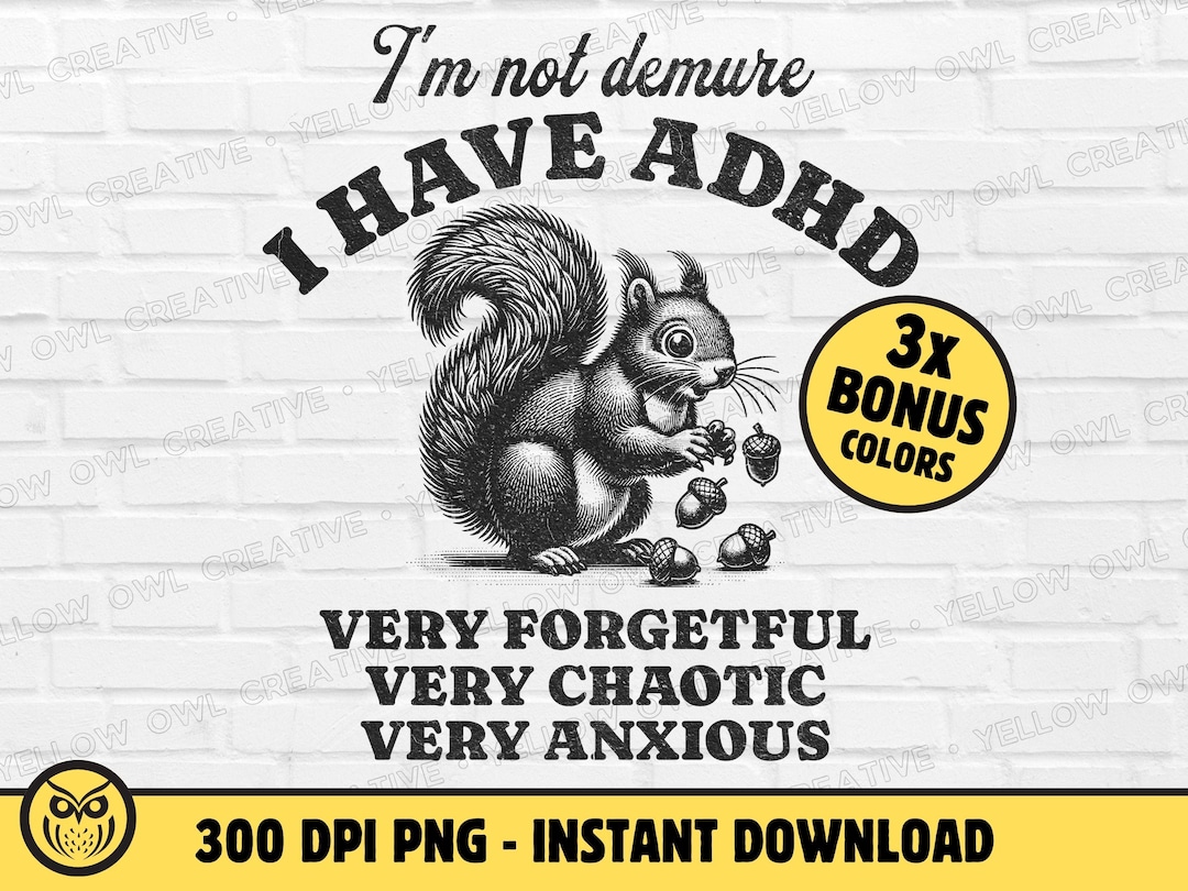 Funny Squirrel ADHD Awareness PNG Clipart (digital Download) - Etsy