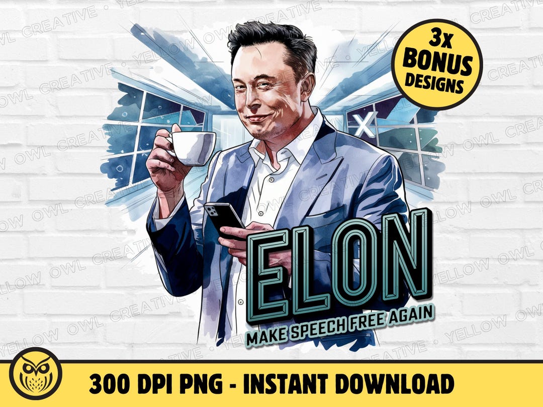 Elon Musk PNG Clipart Bundle: "make Speech Free Again" (digital ...