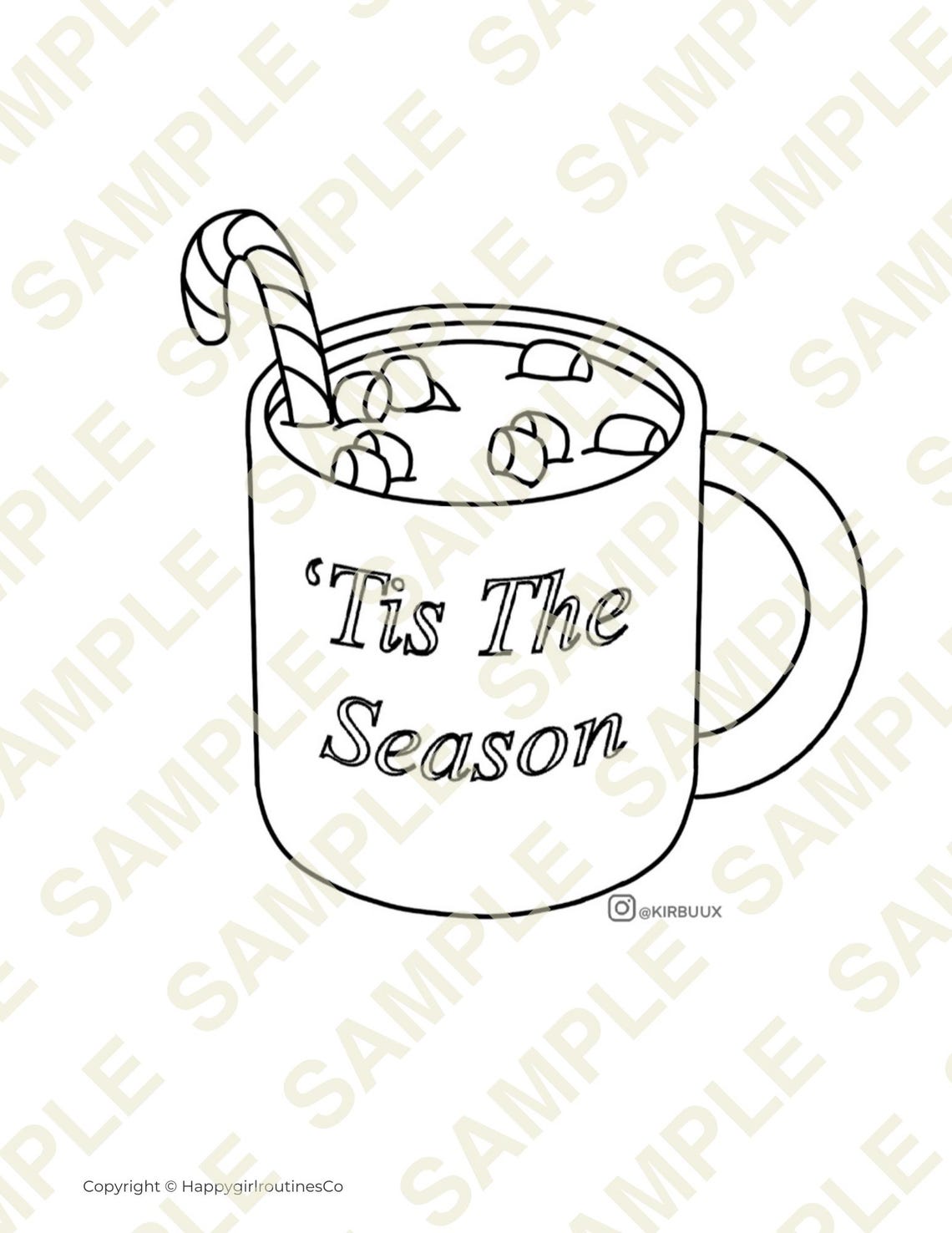 Printable Hot Cocoa Coloring Page PDF for Toddlers | Cute and Easy ...