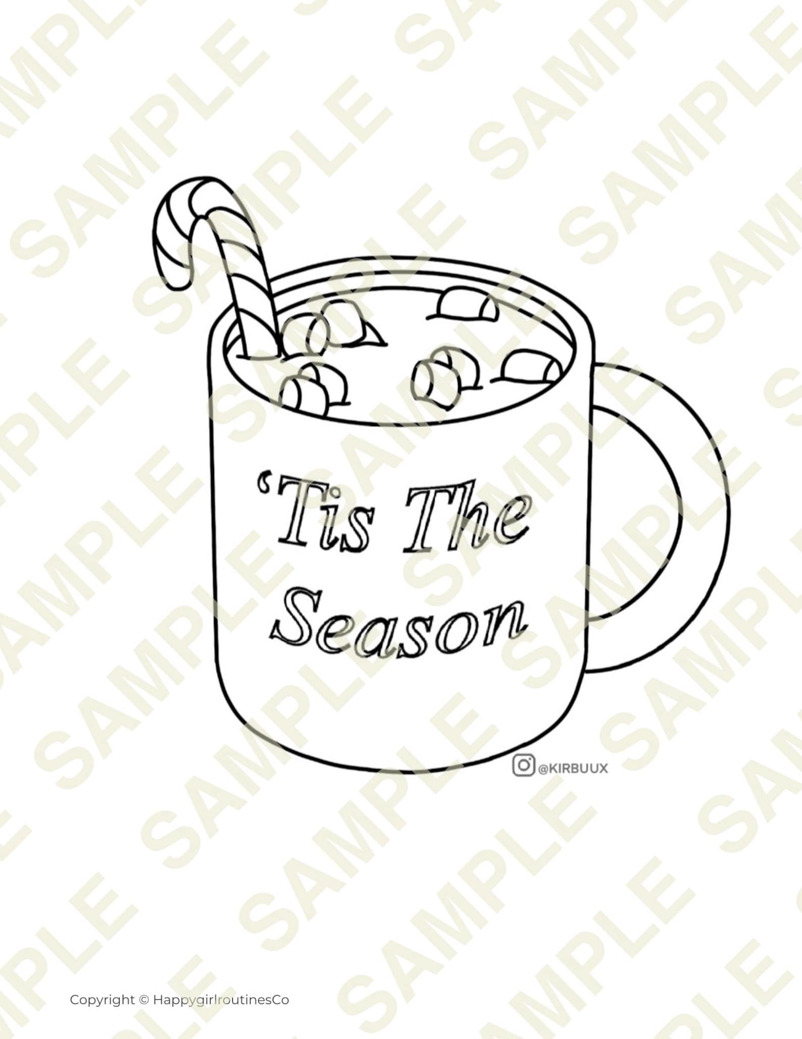 Printable Hot Cocoa Coloring Page PDF for Toddlers | Cute and Easy ...