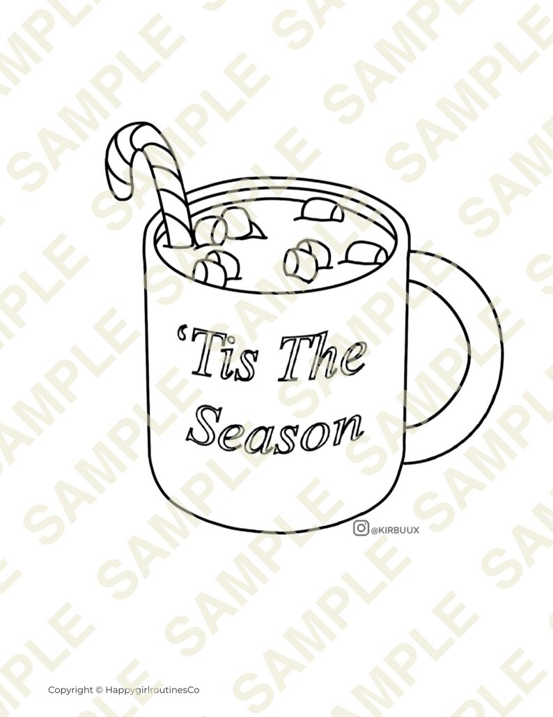 Printable Hot Cocoa Coloring Page PDF for Toddlers | Cute and Easy ...