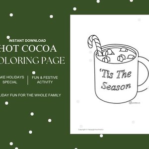 Printable Hot Cocoa Coloring Page PDF for Toddlers | Cute and Easy ...