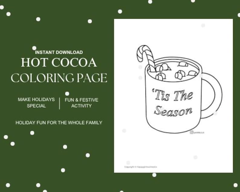 Printable Hot Cocoa Coloring Page PDF for Toddlers | Cute and Easy ...