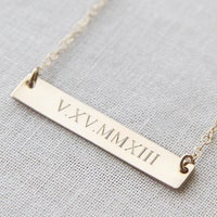 Personalized Disc Necklace, Custom Inscription With Roman Numeral, Date ...