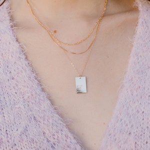 Personalized Rectangle Necklace, Personalized Rectangle Pendant, 14kt ...