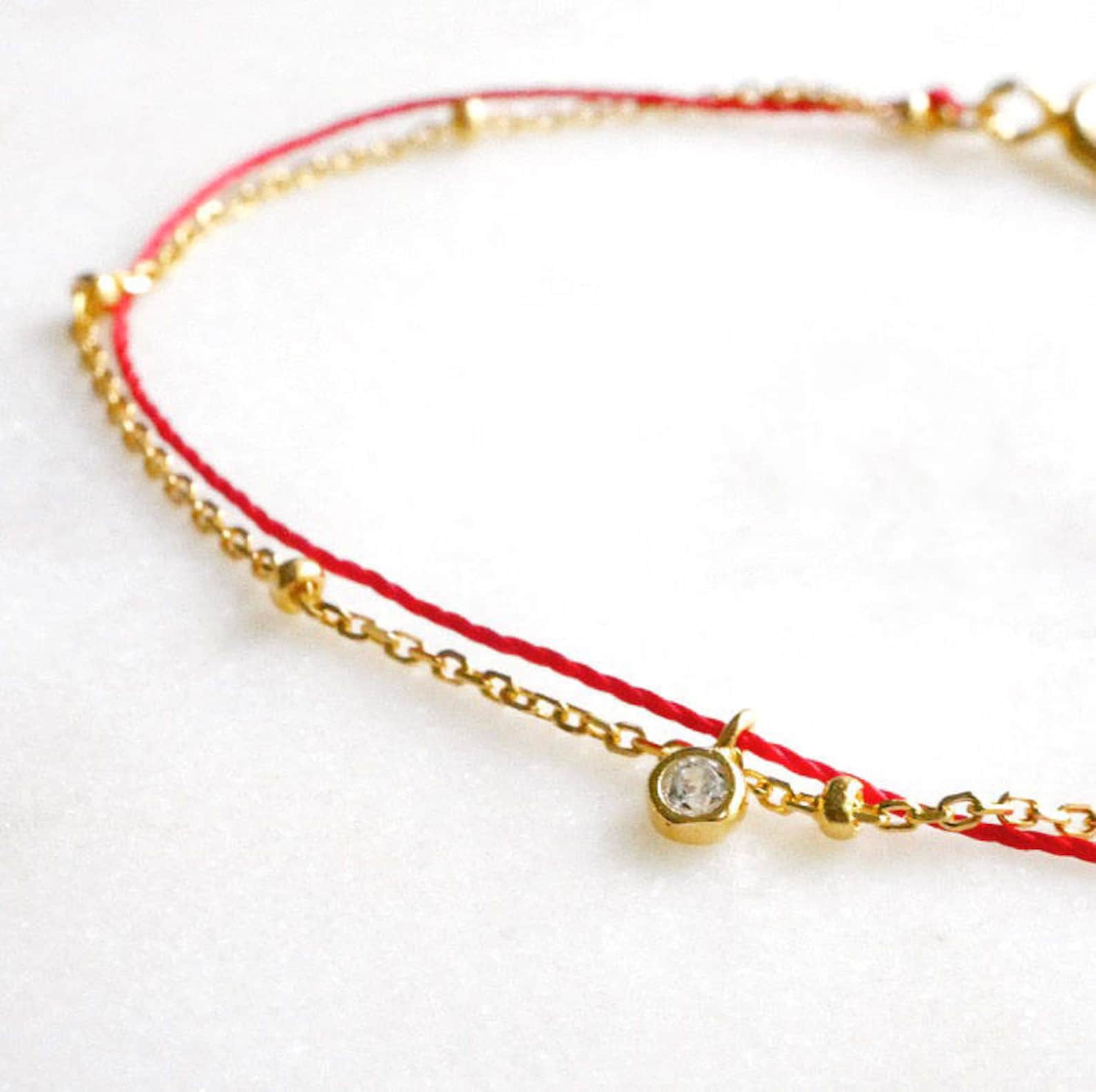 Red String Bracelet Simple Bracelet Goodluck Bracelet - Etsy