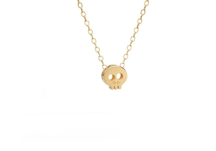 Gold Skull Necklace | 14kt Gold Filled Chain | Tiny Skull Necklace - Etsy