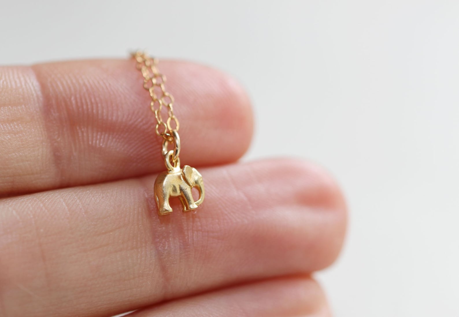 Gold Elephant Necklace | 14kt Gold Filled Chain, Good Luck Charm ...