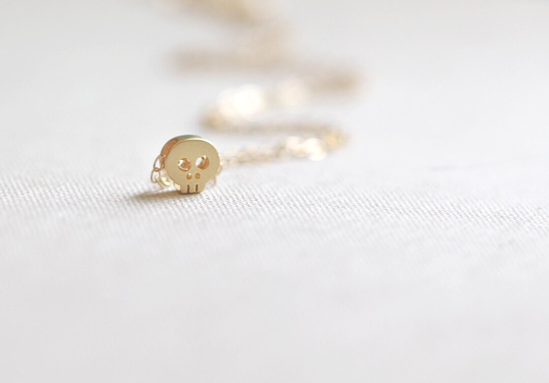 Gold Skull Necklace | 14kt Gold Filled Chain | Tiny Skull Necklace - Etsy