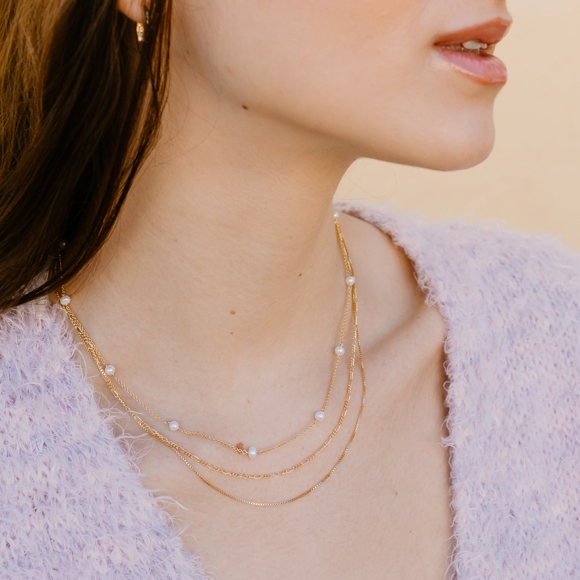 Modern Pearl Necklace 14kt Gold Filled OR Sterling Silver | Etsy