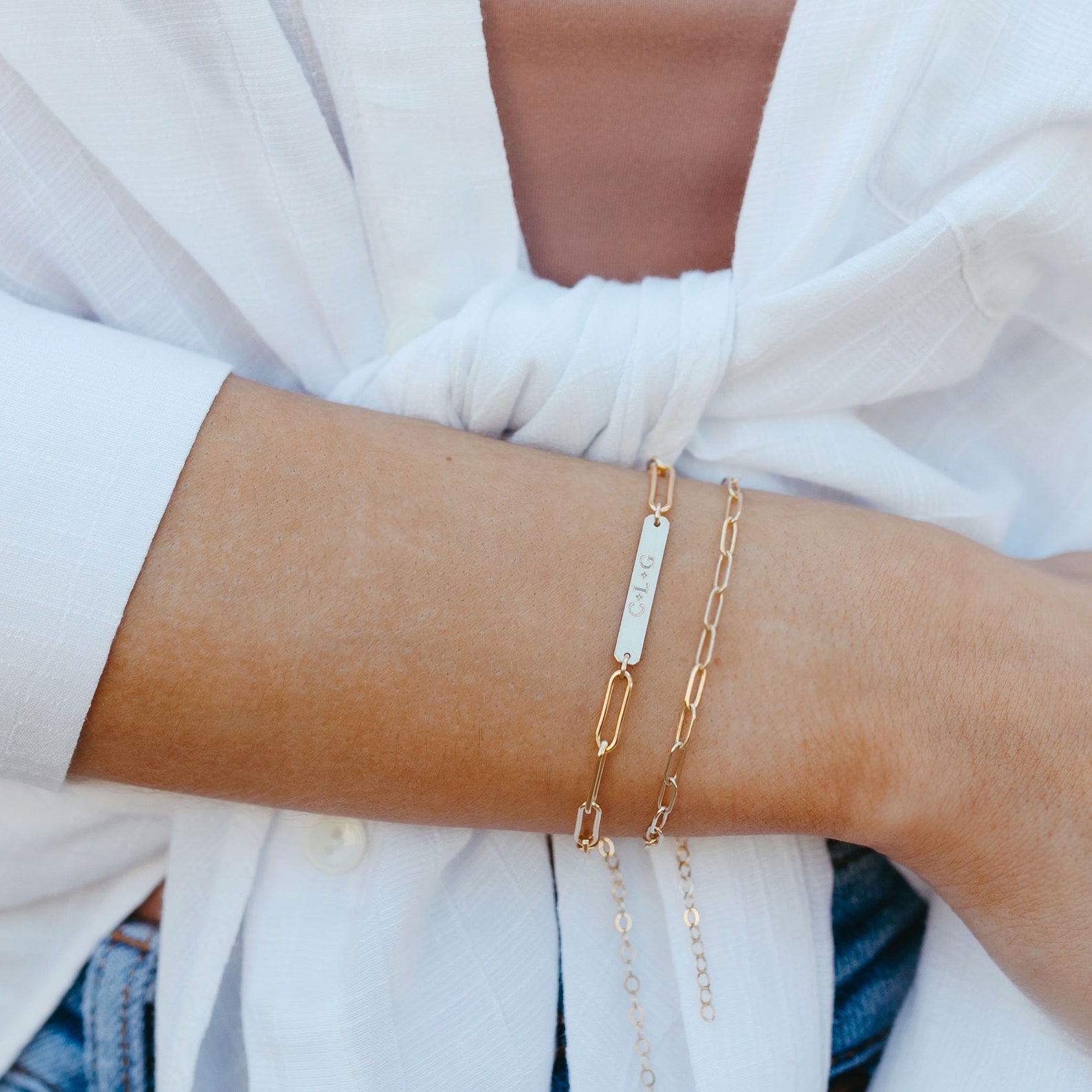 Personalized Bar Bracelet, Gold or Silver Bar Bracelet, Paperclip ...