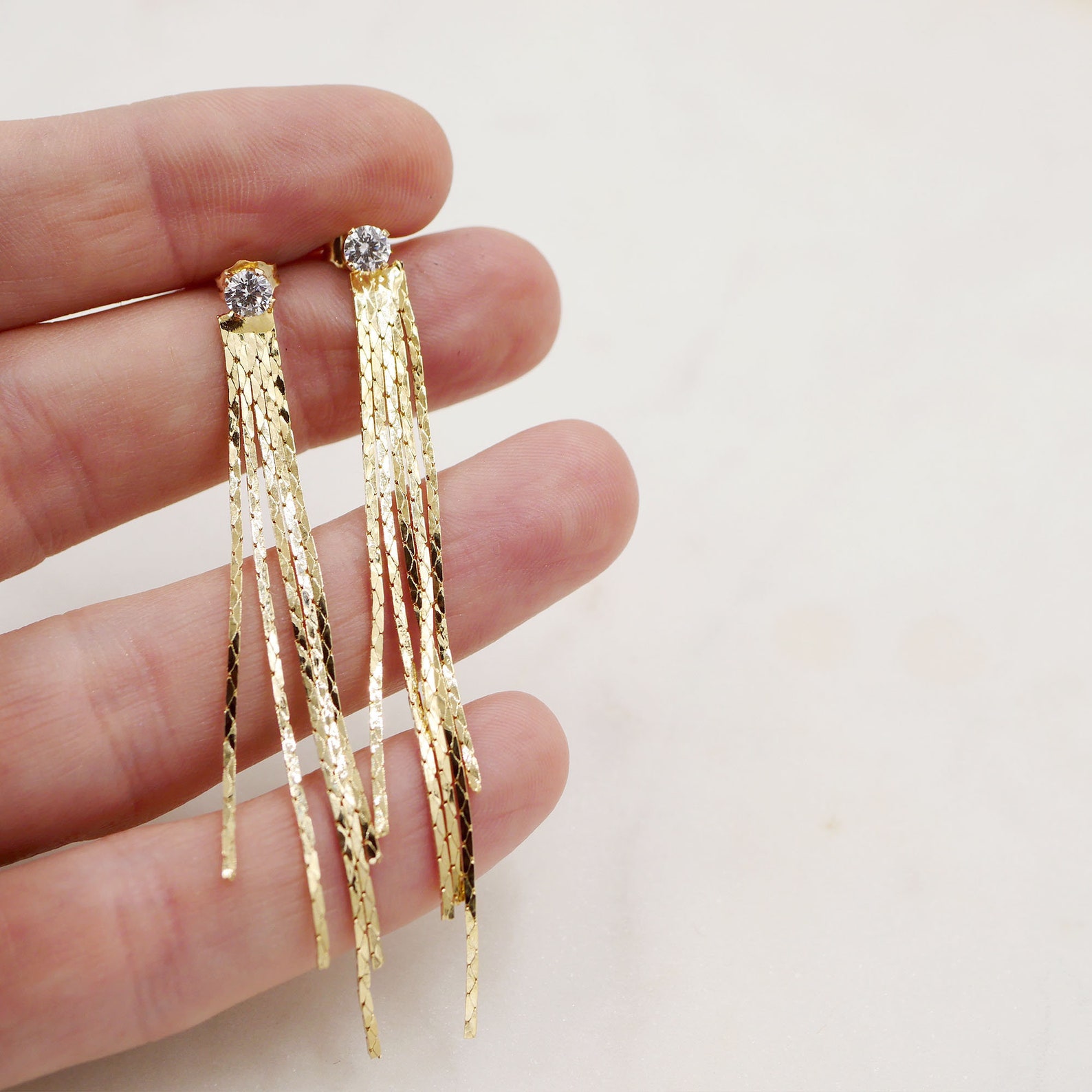 Fringe Earring Jackets Statement Earrings Gold Dangle - Etsy