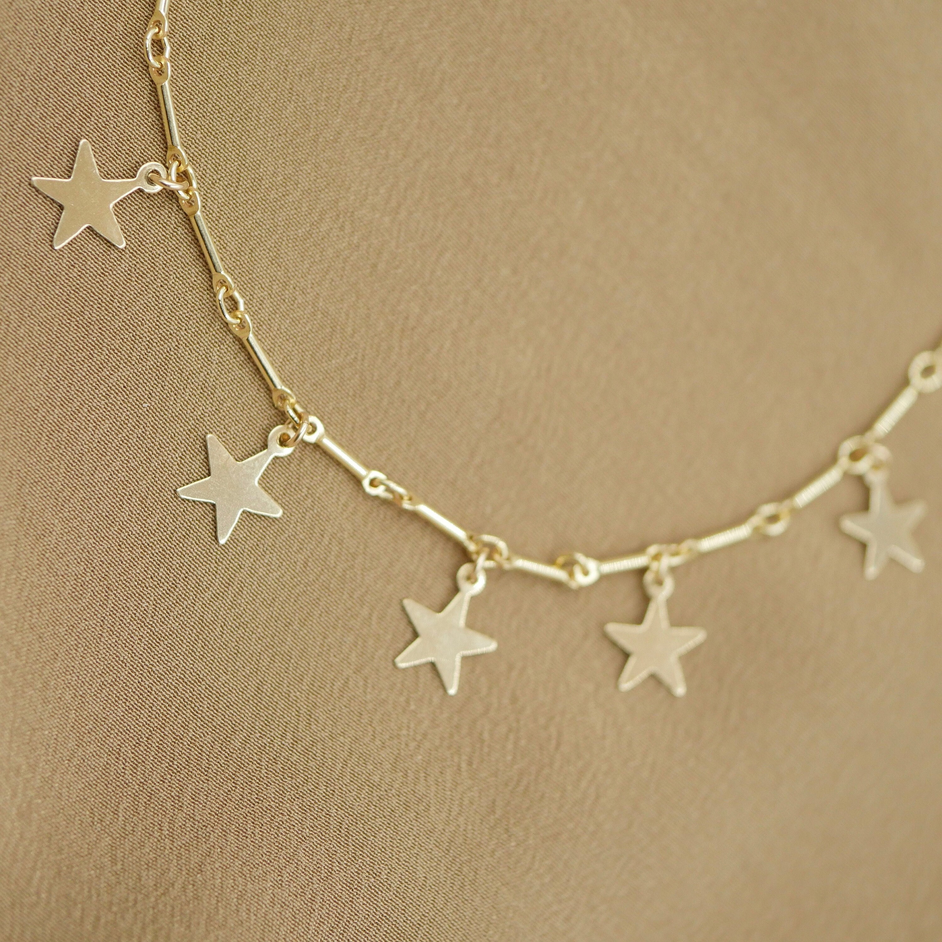 Falling Star Choker Necklace Gold Choker Necklace Star | Etsy