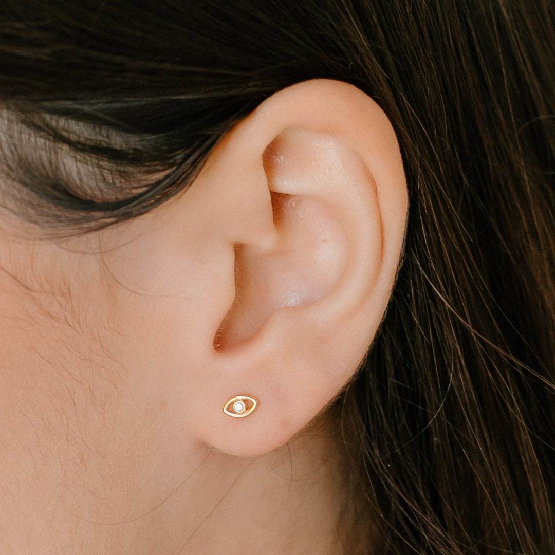 Evil Eye Stud Earrings, Gold Evil Eye Studs, Evil Eye Stud Earrings ...