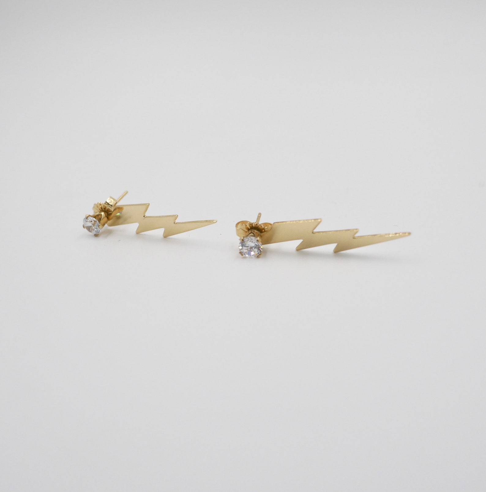 Lightning Bolt Ear Jackets Gold Statement Earrings | Etsy