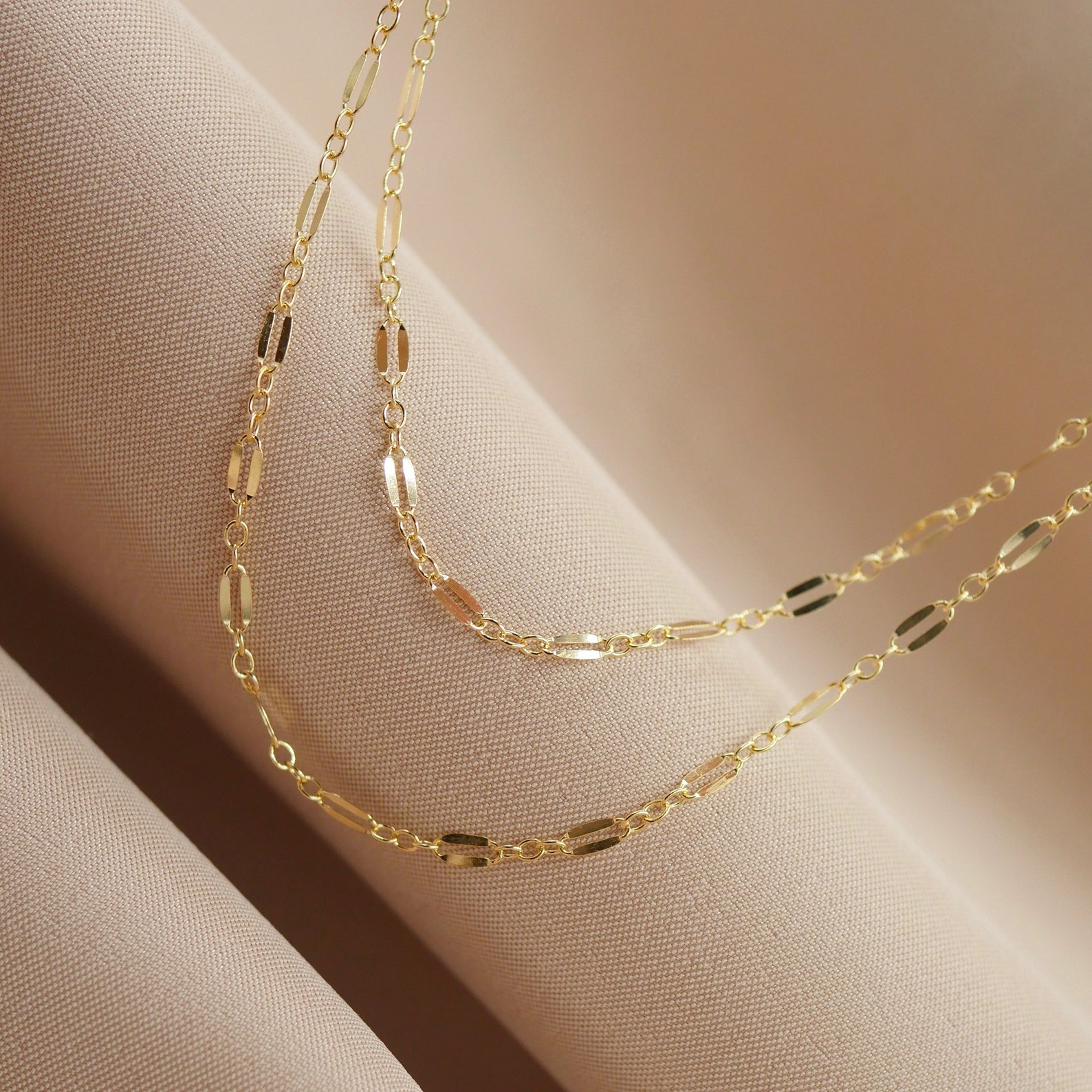 Double Strand Necklace | 14kt Gold Filled | Delicate Layered Necklace ...
