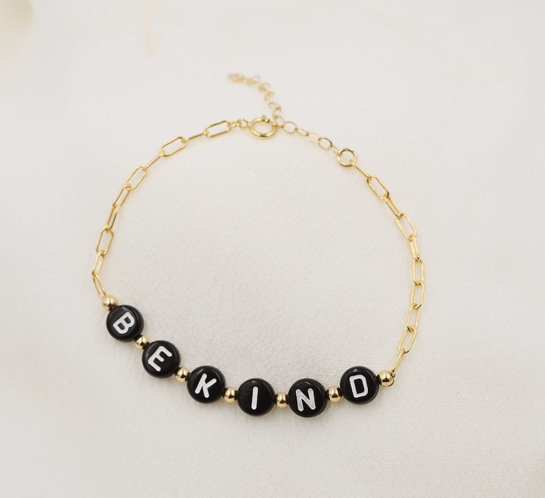 Beaded Letter Bracelet, Custom Word Bracelet, Personalized Letter ...