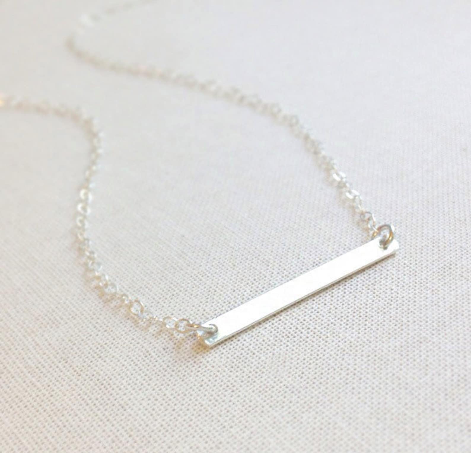 Silver Bar Necklace Sterling Silver Bar Necklace Simple - Etsy
