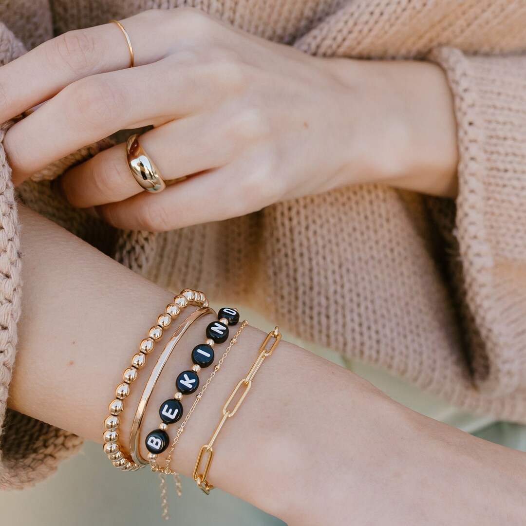 Beaded Letter Bracelet, Custom Word Bracelet, Personalized Letter ...