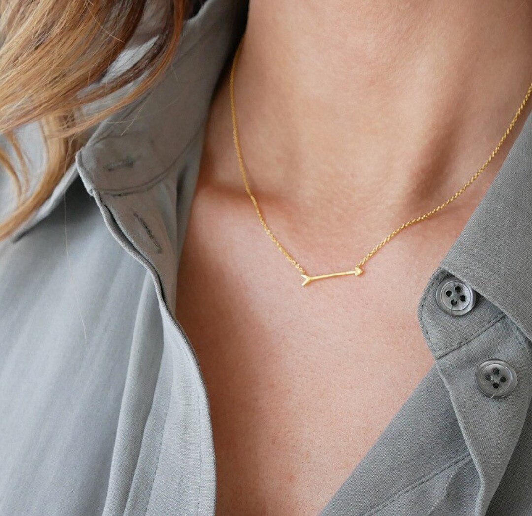 Gold Arrow Necklace | Gold | Sideways Arrow Necklace - Etsy