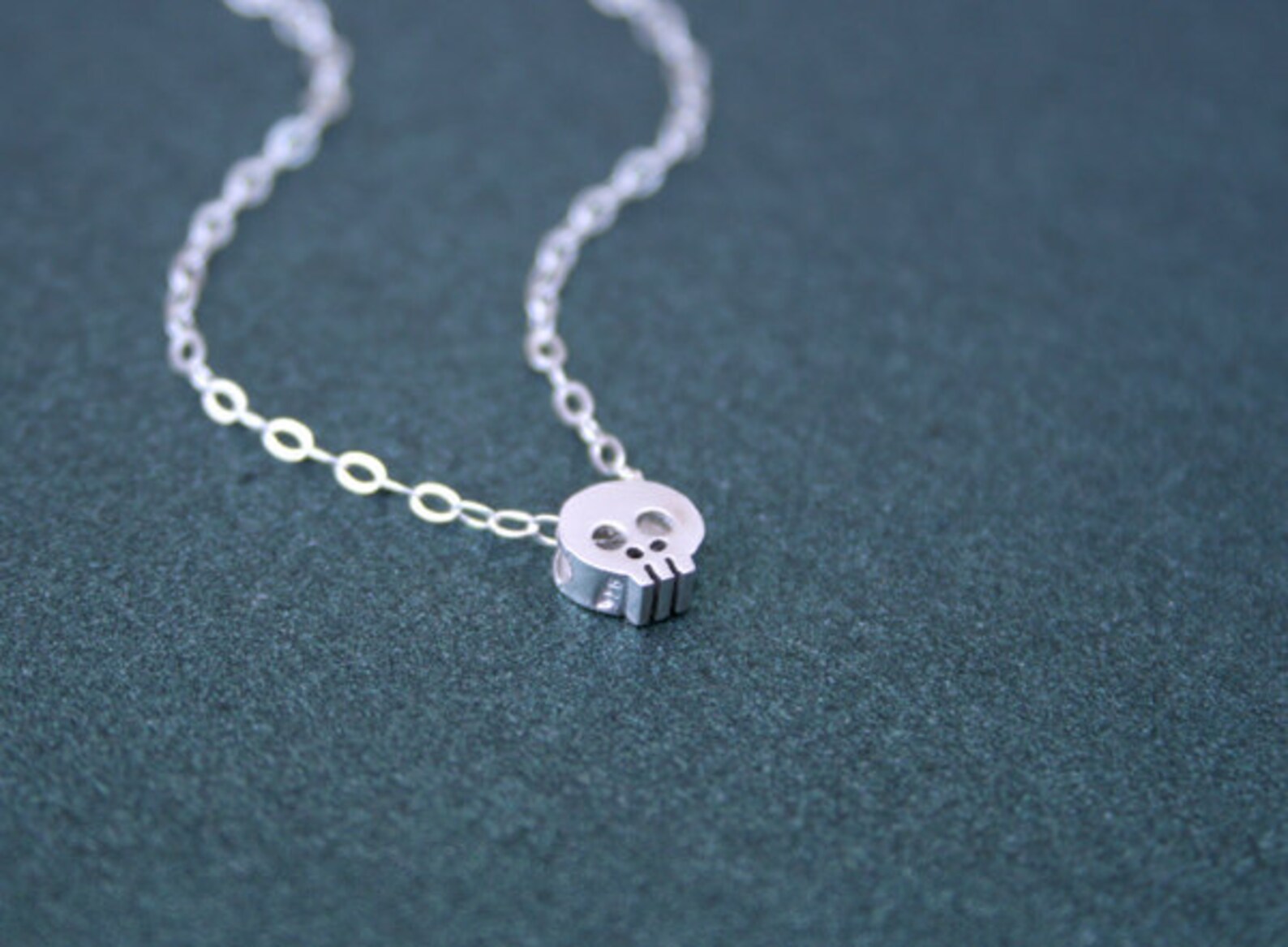 Mini Silver Skull Necklace Sterling Silver - Etsy