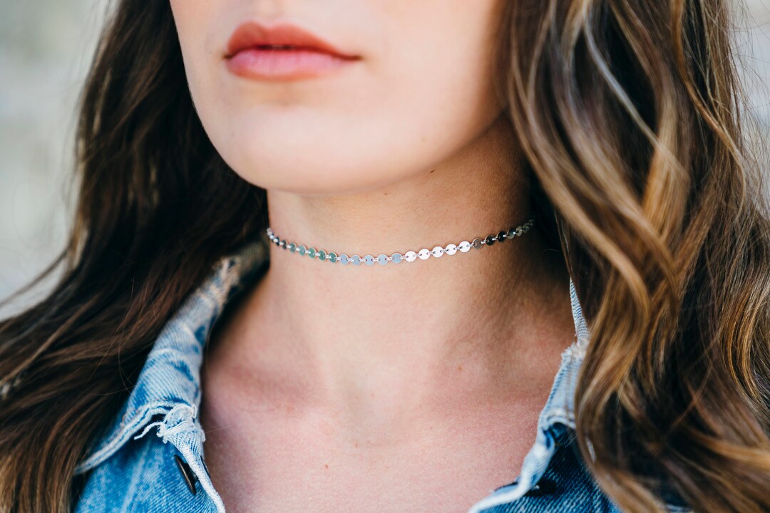 Silver Choker Necklace Sterling Silver Silver Coin Choker - Etsy