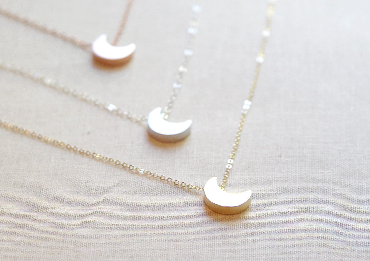 Tiny Rose Gold Moon Necklace - Etsy