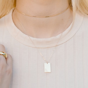 Personalized Rectangle Necklace, Personalized Rectangle Pendant, 14kt ...