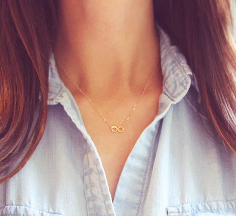 Tiny Infinity Necklace Sterling Silver or 14kt Gold Filled - Etsy