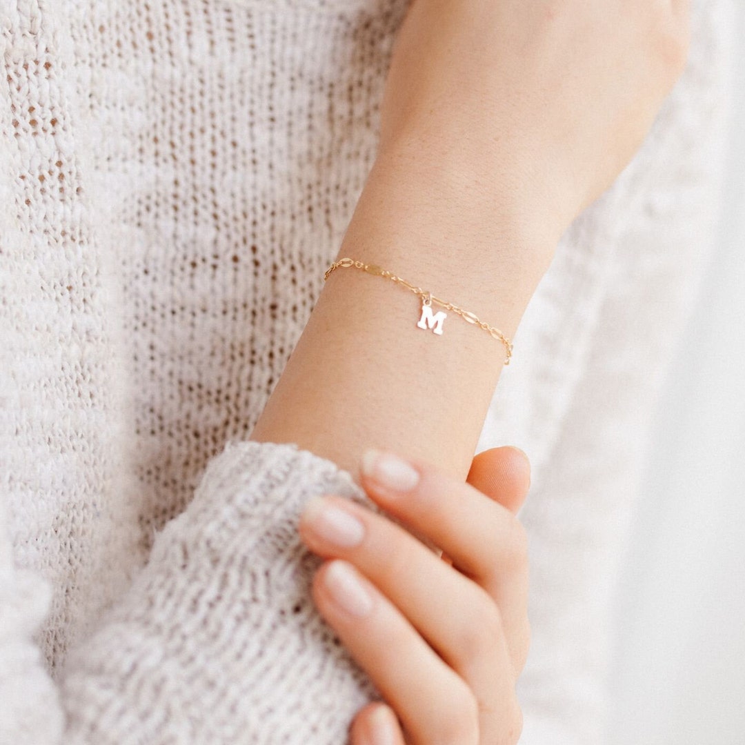 Mini Gold Initial Bracelet Tiny Initial Bracelet Gold Personalized ...