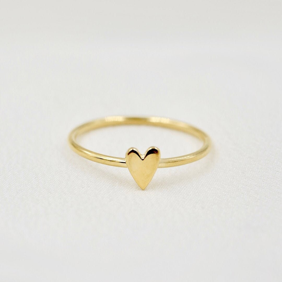 Heart Ring, Little Heart Ring, Gold or Silver Heart Ring, Stacking Ring ...