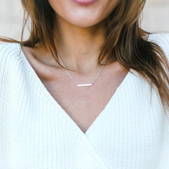 Silver Bar Necklace Sterling Silver Bar Necklace Simple | Etsy