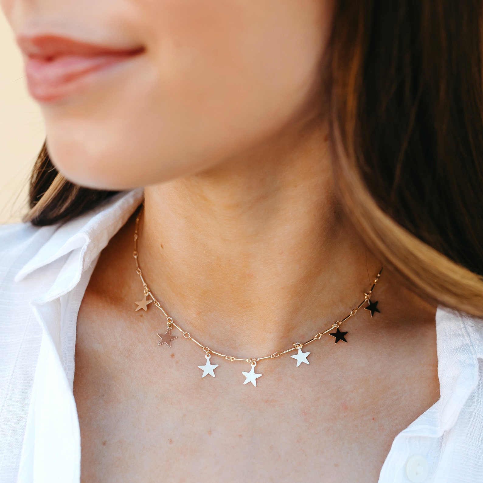 Falling Star Choker Necklace Gold Choker Necklace Star | Etsy