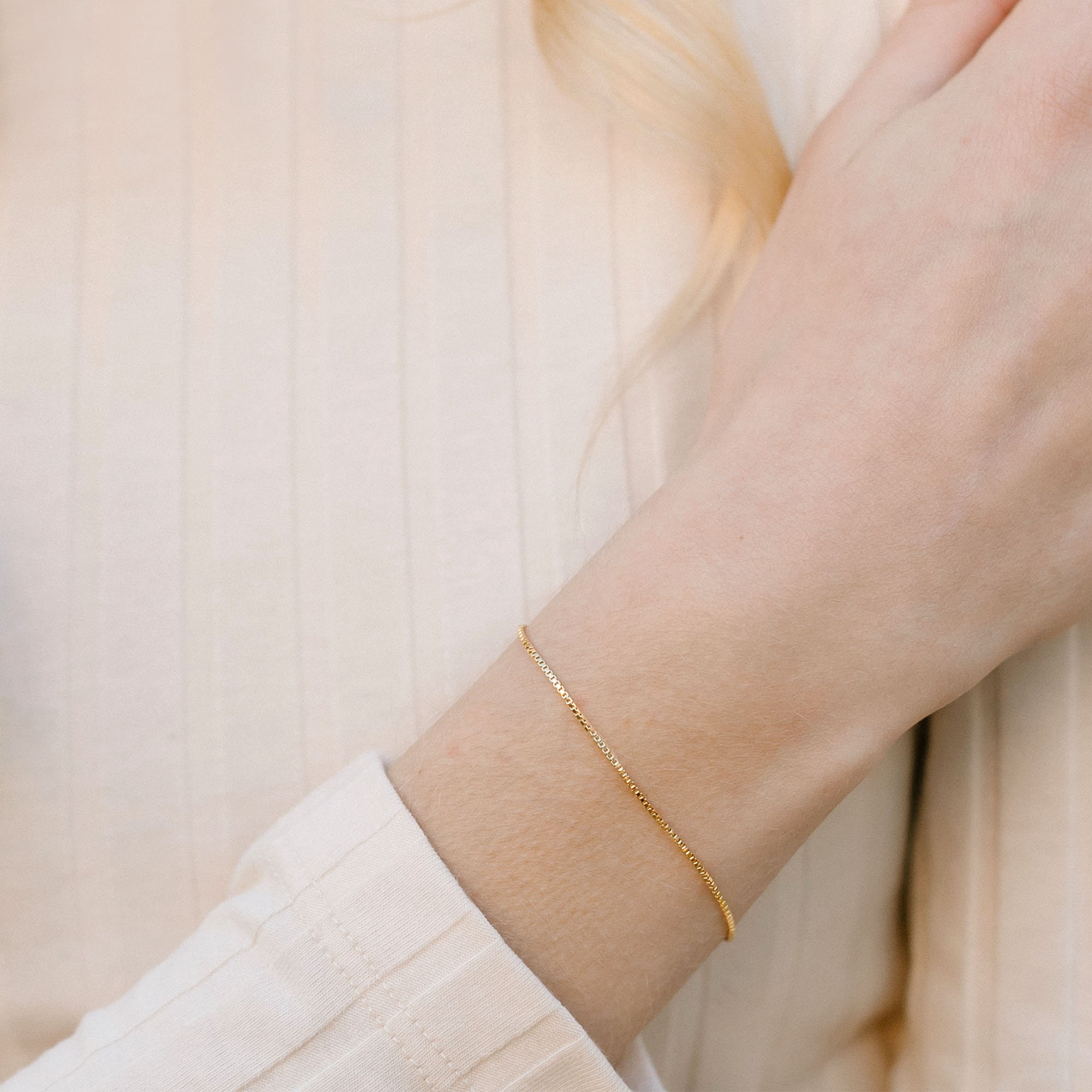Thin Gold Bracelet 14kt Gold Filled Box Chain Bracelet - Etsy