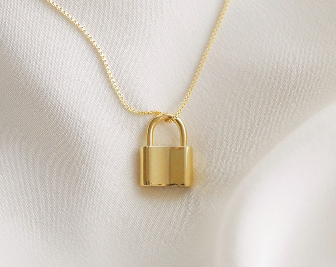Lock Necklace | Long Gold Lock Necklace | Padlock Necklace - Etsy