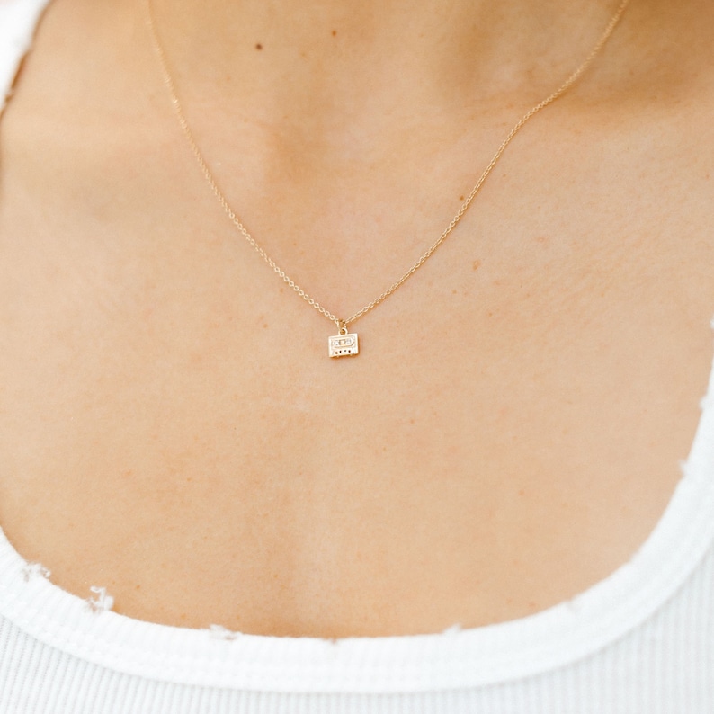 Mini Mixtape Necklace, Solid Gold Cassette Tape Necklace, 14kt Gold ...