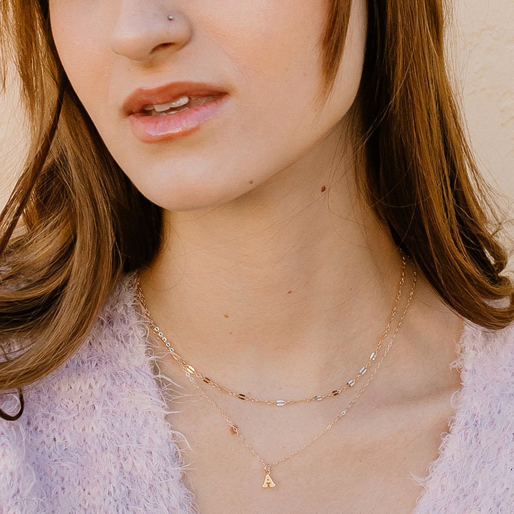 Mini Gold Initial Necklace Tiny Initial Necklace Gold | Etsy