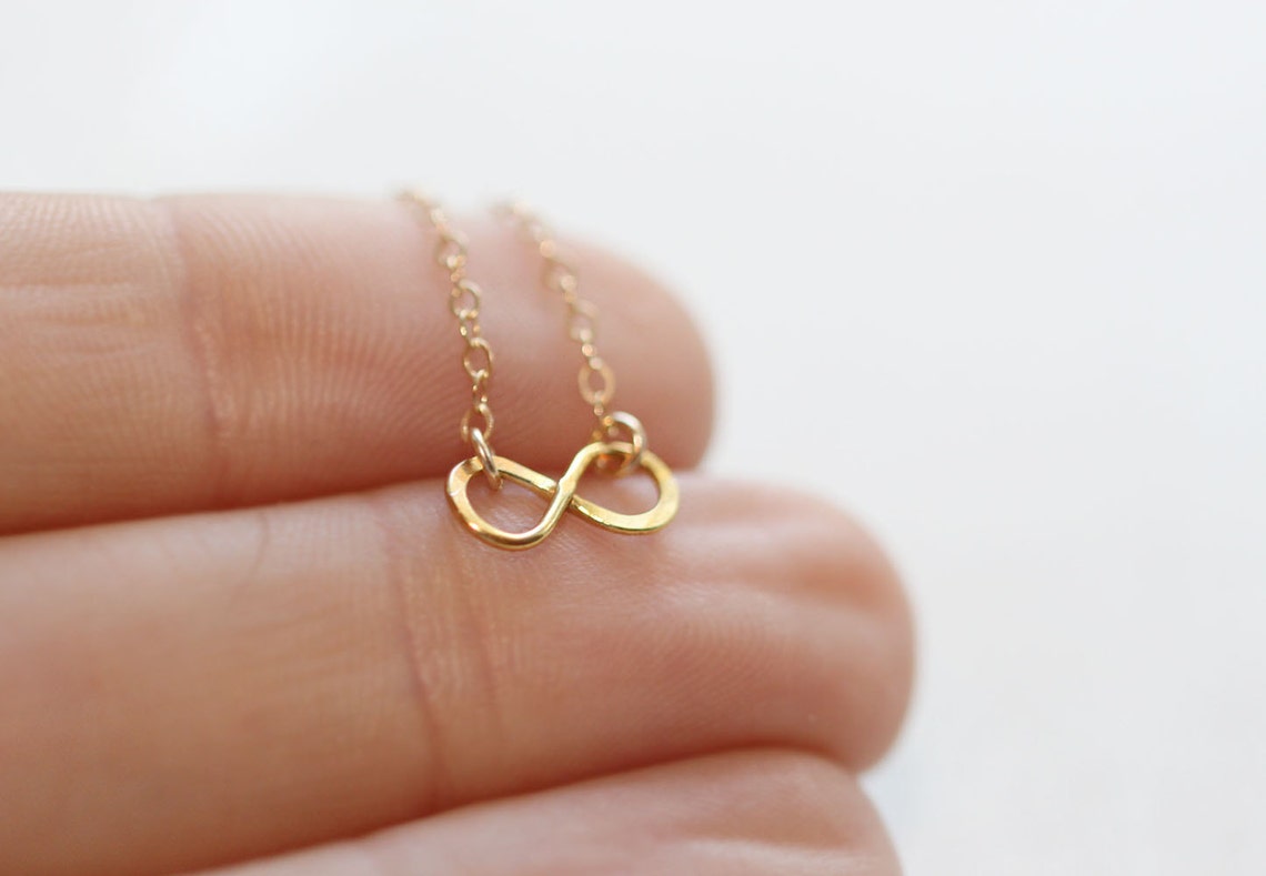 Tiny Infinity Necklace Sterling Silver or 14kt Gold Filled - Etsy