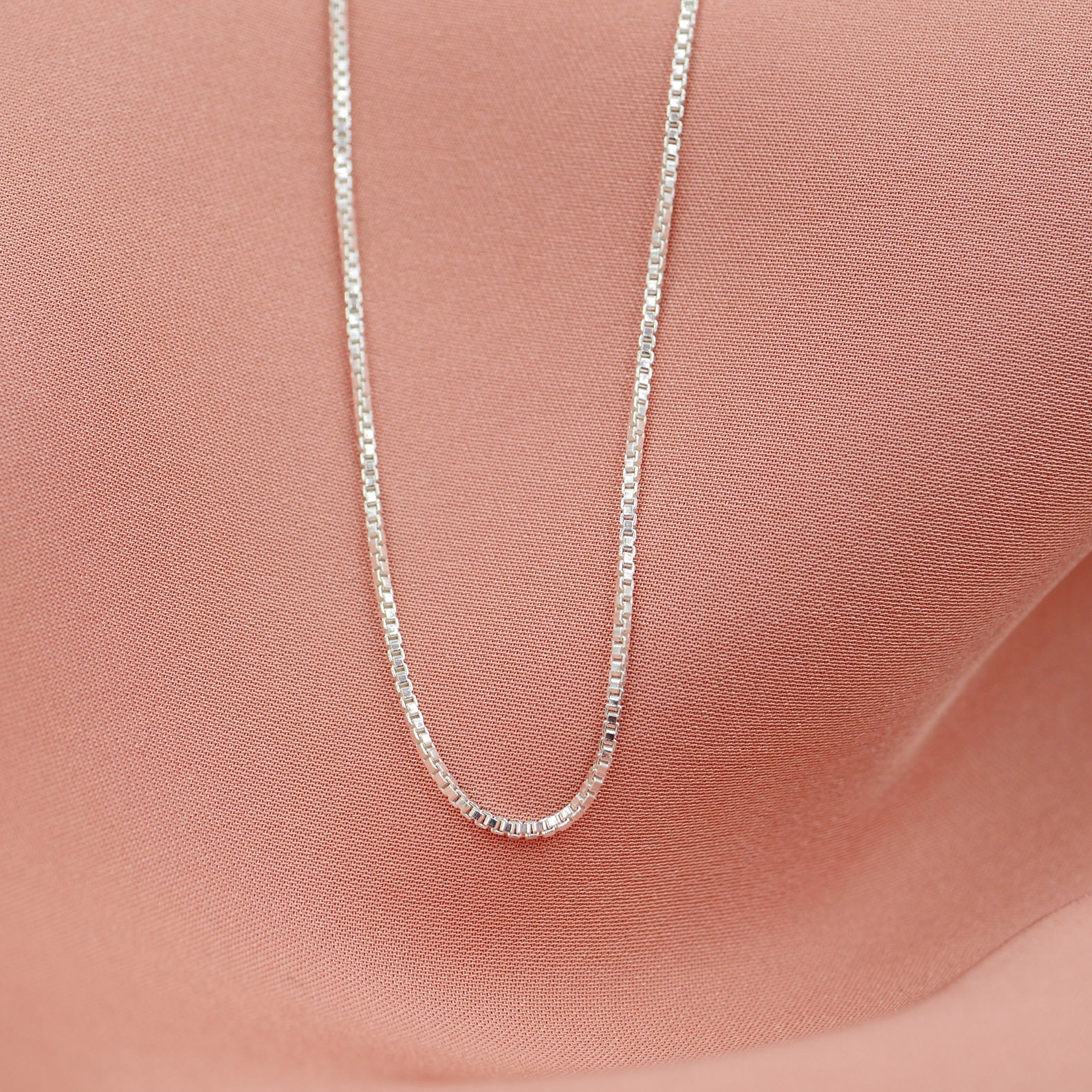 Thin Silver Necklace, Sterling Silver, Box Chain Necklace - Etsy