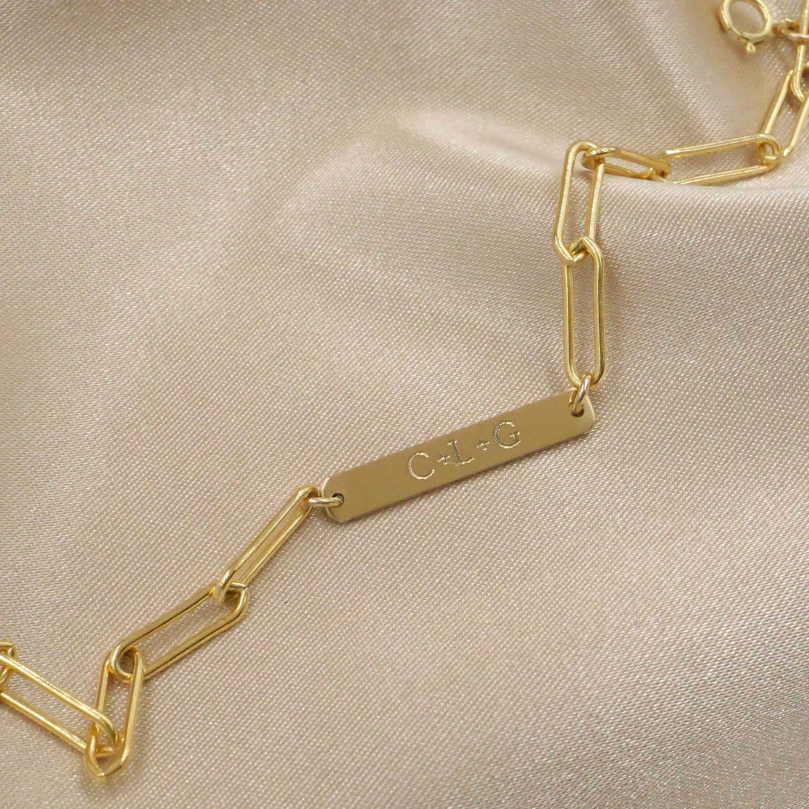 Personalized Bar Bracelet, Gold or Silver Bar Bracelet, Paperclip ...