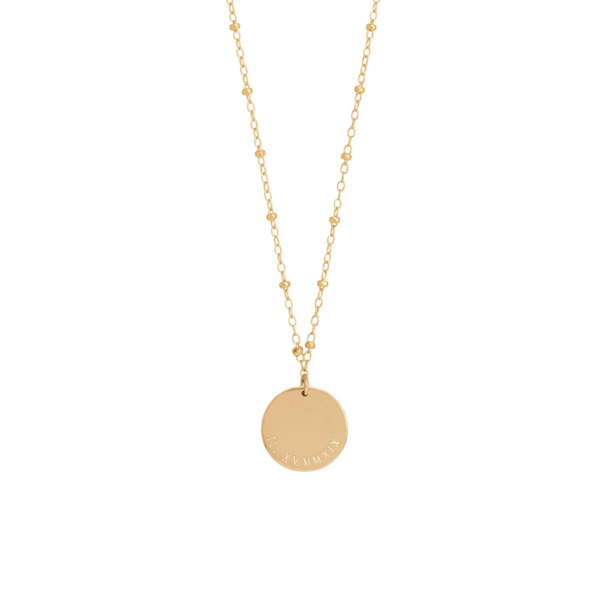 Personalized Disc Necklace, Custom Inscription With Roman Numeral, Date ...