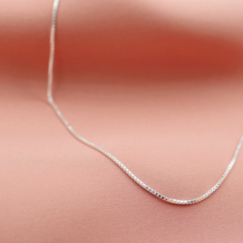 Thin Silver Necklace, Sterling Silver, Box Chain Necklace - Etsy