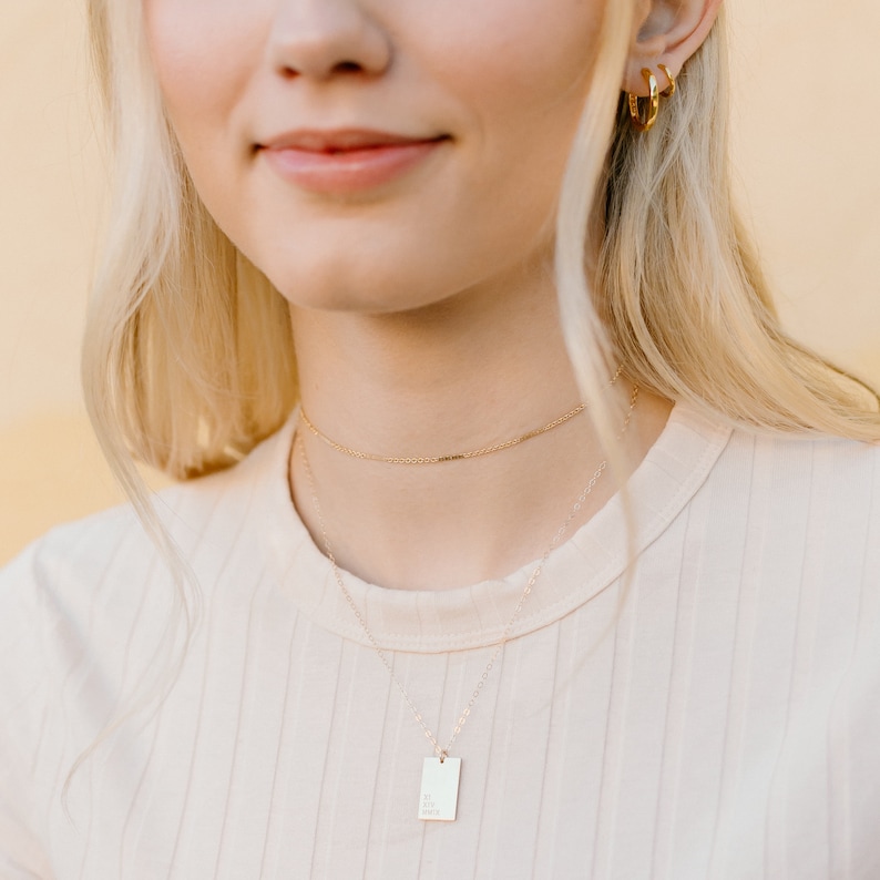 Personalized Rectangle Necklace Personalized Rectangle - Etsy